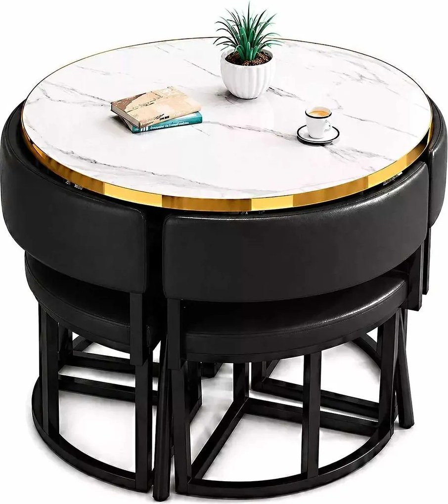 LuxuryForm DESIGN Jídelní set MONTE 4+1 - černý / bílý