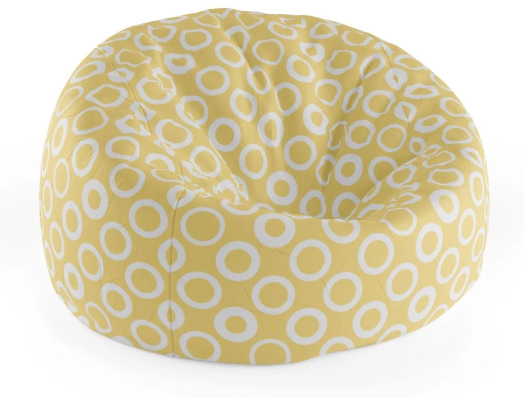 Sablio Sedací vak Cocoon Bílé kruhy na žluté: 115 x 75 cm x 45 cm
