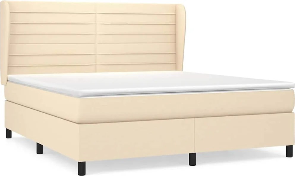 Box spring postel s matrací krémová 160x200 cm textil 3128058