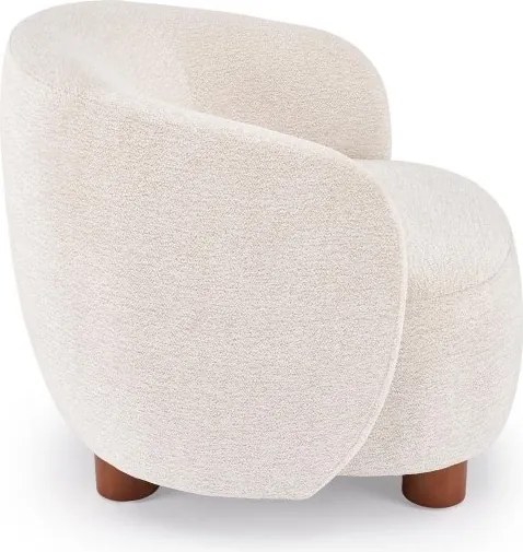 Designové křeslo BAKER — dřevo, látka, krémová
