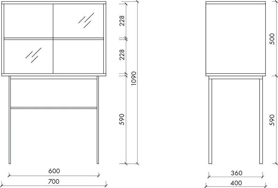 Tmavě modrá vitrína s posuvnými dveřmi 70x109x40 cm Lekko – noo.ma