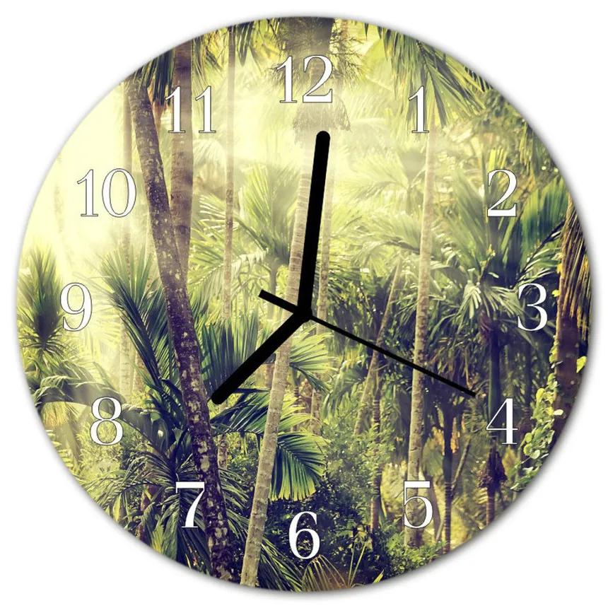 Nástenné skleněné hodiny palmy