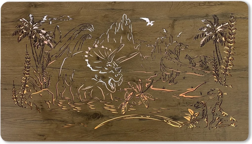 Li-Go "Dinosauři" světelný obraz 230V 100x57 cm provedení povrchu: jedle
