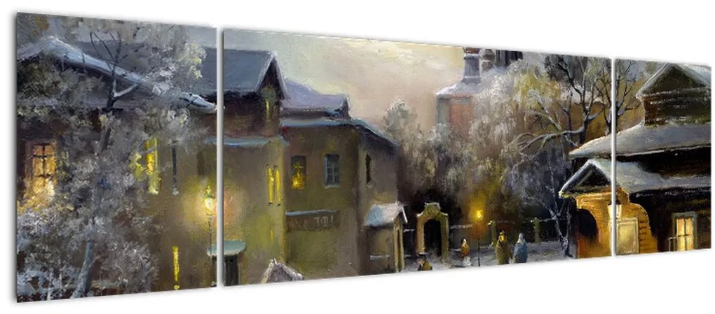 Obraz - Zimní vesnička (170x50 cm)