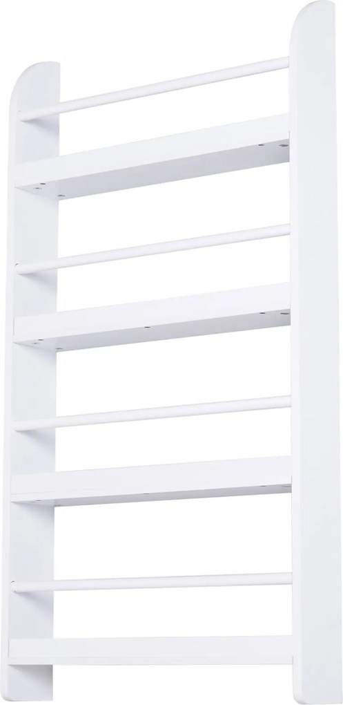 HOMCOM Nástěnná knihovna se 4 policemi - dětská knihovna pro domácí kancelář, nosnost 30 kg, 59x12x113 cm, bílá