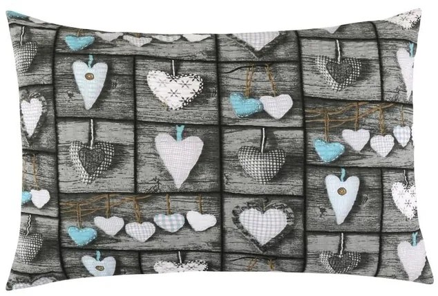 Bellatex Povláček krep 40x60cm na zip Srdce patchwork šedá