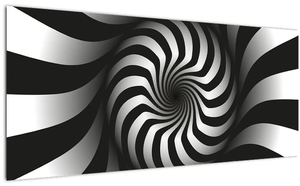 Abstraktní obraz černobílé spirály (100x40 cm), 40 dalších rozměrů