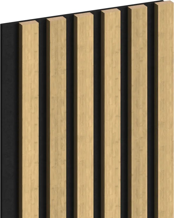 Mexen Lam-F, akustické stěnové lamely 275 × 30 cm, plstěný podklad 8 mm, technická dýha, bambus přírodní, S105-275307-3015-011