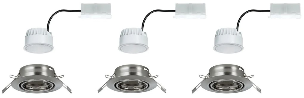 Paulmann 93421 LED base, set kulatých bodovek z kartáčovaného hliníku, 3x6,5W LED 3000K, prům. 9cm