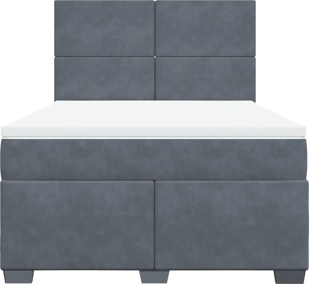 Box spring postel s matrací tmavě šedá 140x200 cm samet 3290925