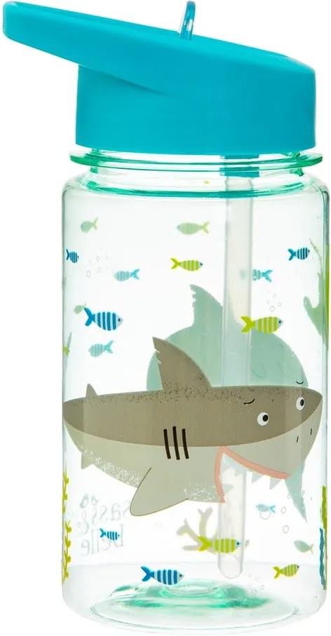 Dětská láhev na vodu s brčkem Sass & Belle Drink Up Shelby the Shark, 400 ml