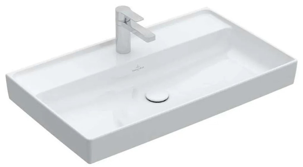 Villeroy & Boch Collaro - Umyvadlo nábytkové 80x47 cm, bez přepadu, otvor pro baterii, CeramicPlus, alpská bílá 4A3381R1