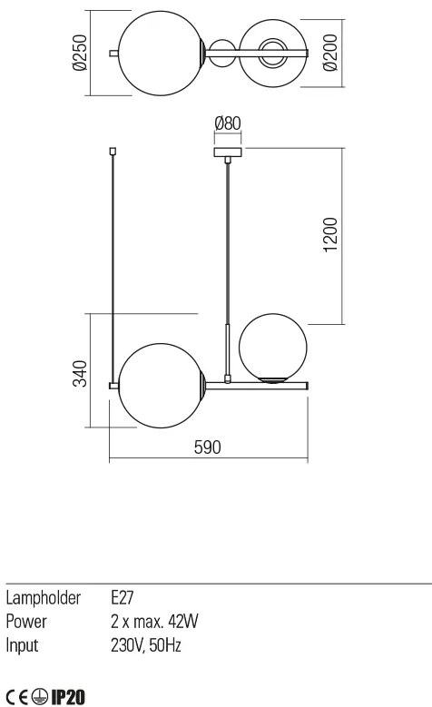 Redo Závěsné svítidlo Talis 2 Barva: Zlatá