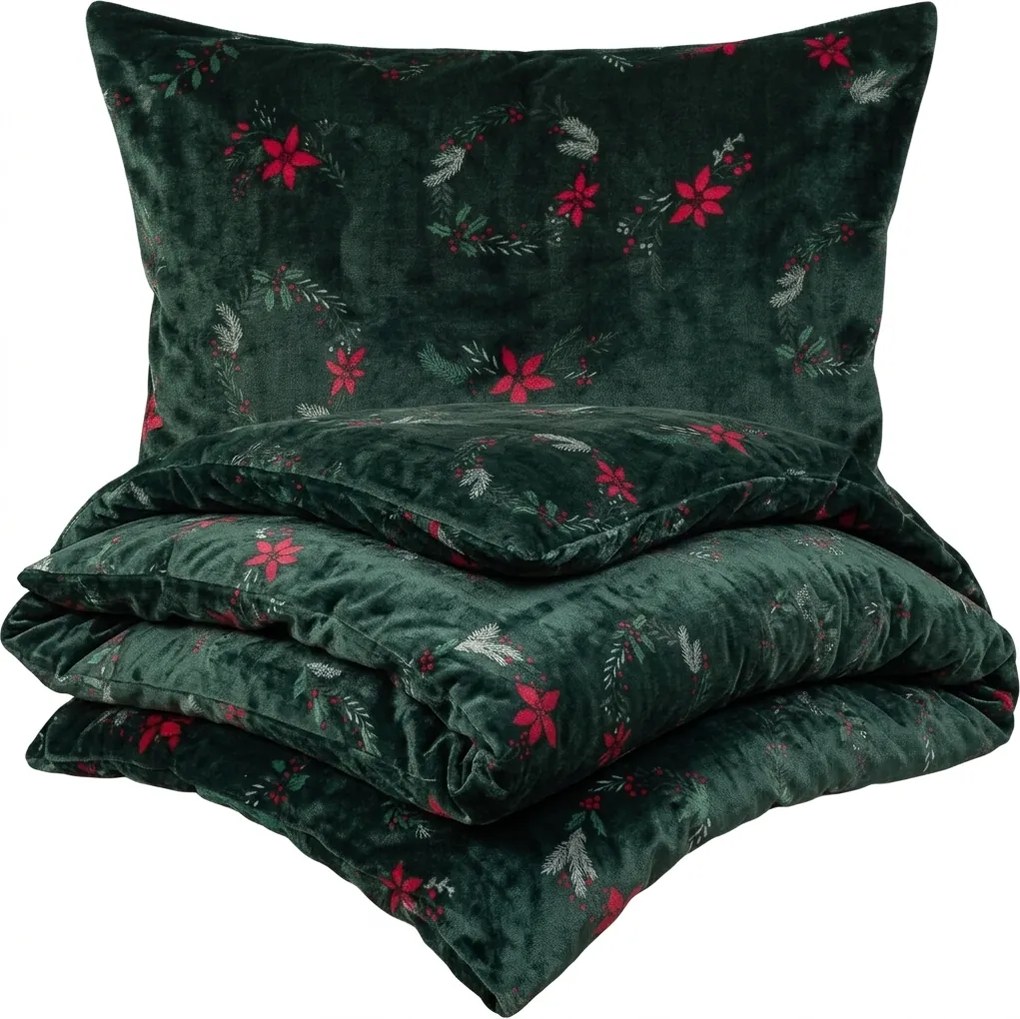 4Home Povlečení mikroflanel Poinsettia, 140 x 220 cm, 70 x 90 cm