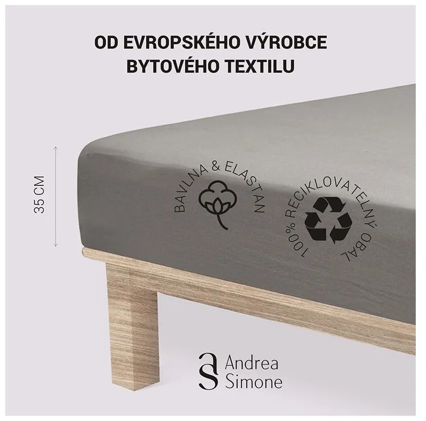 Andrea Simone Jersey Lycra prostěradlo Andrea Simone boxspring - Granite Gray (18-5204) 200 x 220