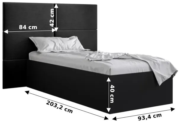 Jednolůžková postel s čalouněným čelem 90 cm Brittany 2 (černá matná + mátová) (s roštem). 1045907