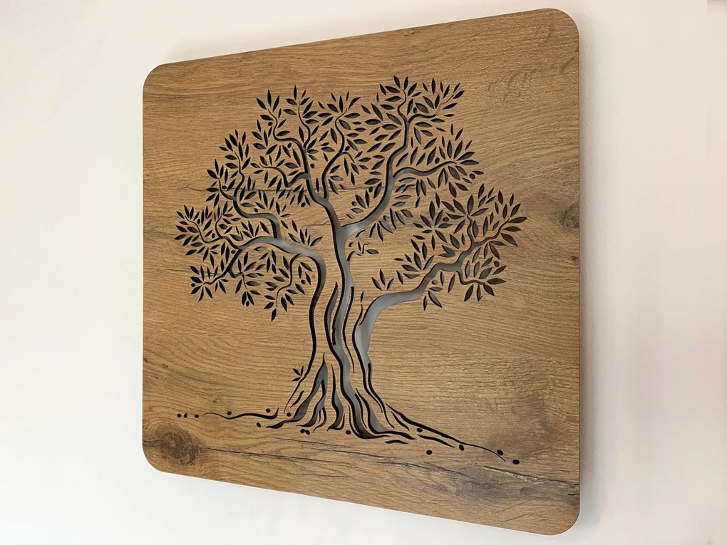 Li-Go "Olivovník" světelný obraz 230V 42x42 cm provedení povrchu: dub