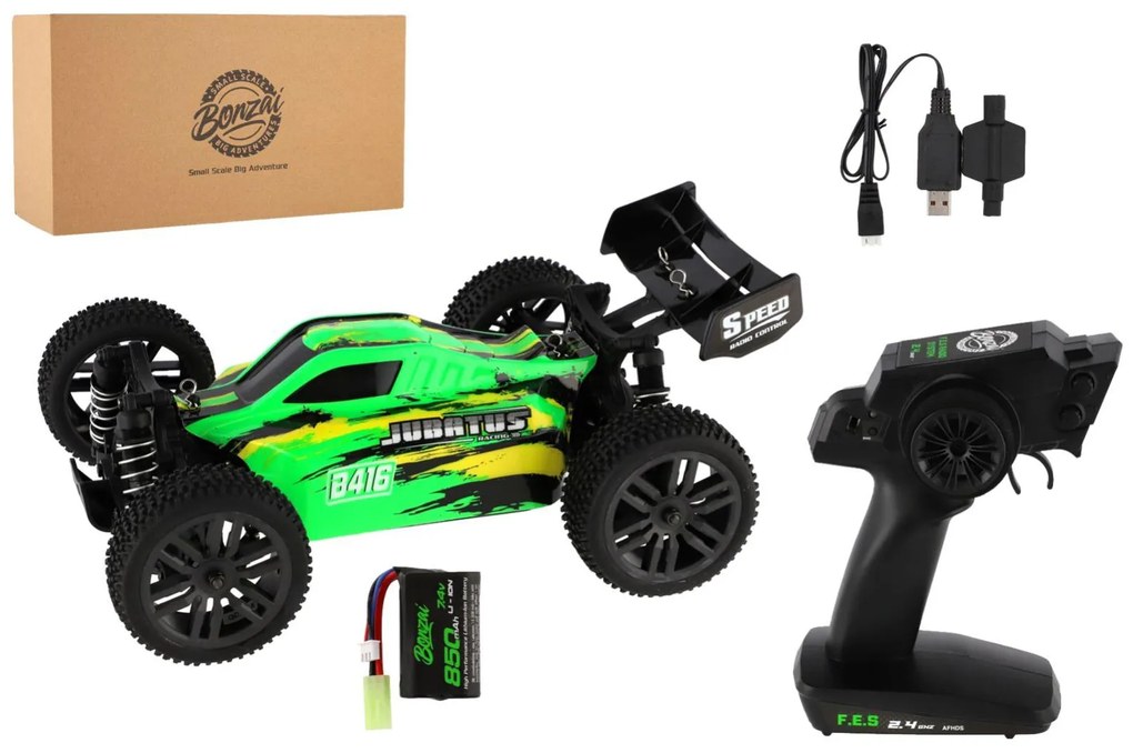 Auto RC Buggy Bonzai Jubatus terénní 30cm plast zelené 2,4GHz na bat.+2xdob. pack v krab. 40x14x21