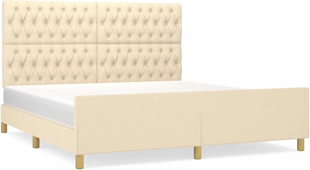 Rám postele bez matrace krémový 180 x 200 cm textil 3125321
