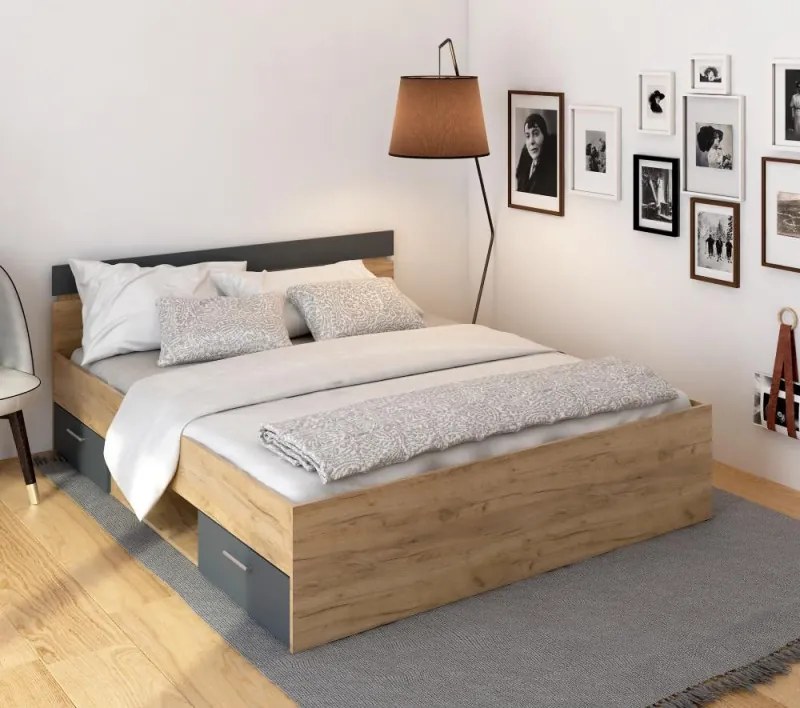 Postel MICHIGAN NEW 160x200, dub artisan/grafit Kondela 0000373283