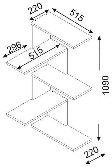 Rohová nástěnná police CANIKO 109x51,5 cm bílá
