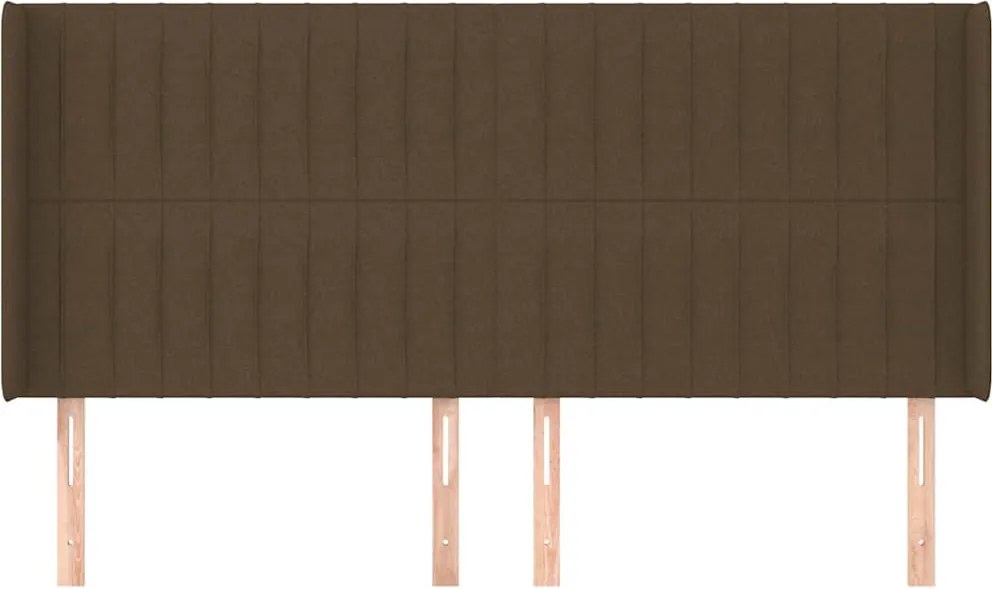 Čelo postele typu ušák tmavě hnědé 203x16x118/128 cm textil 3119843