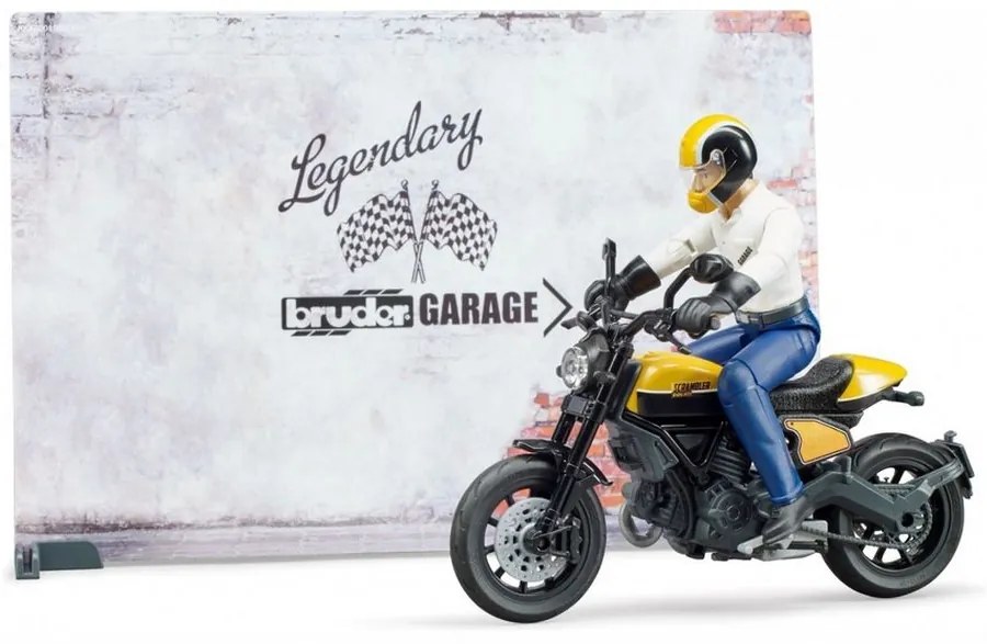 Bruder 62102 Motodílna s figurkou mechanika a motorkou Ducati Scrambler