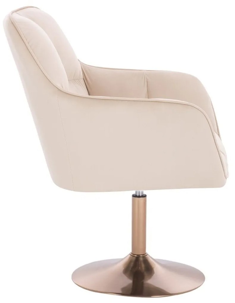 LuxuryForm DESIGN Otočné křeslo AMALFI VELUR na zlatém talíři - krémové