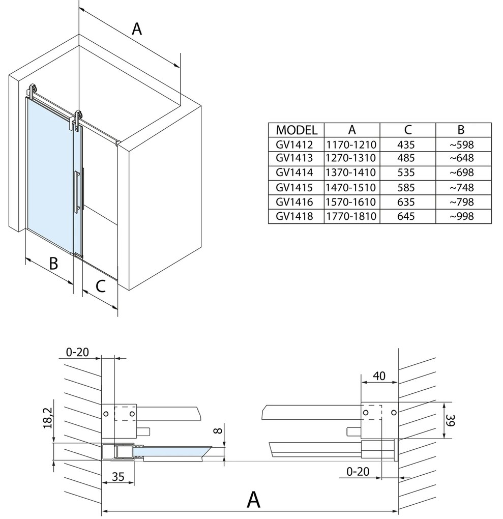 GELCO s.r.o. VOLCANO Sprchové dveře do niky 160 čiré sklo GELCO GV1016 CHROM - 1600 mm