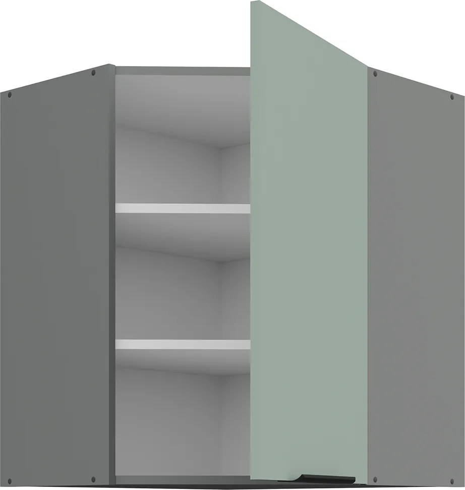 ARIA sa | horní kuchyňská skříňka 60x60 GN-72 1F (45°) rohová s policemi | 60x60 cm | antracit/aquamarine