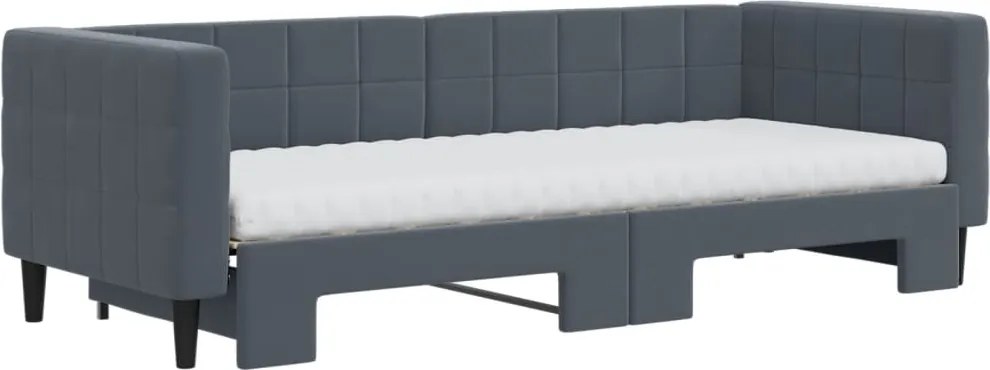 Válenda s přistýlkou a matracemi tmavě šedá 80 x 200 cm samet 3196709
