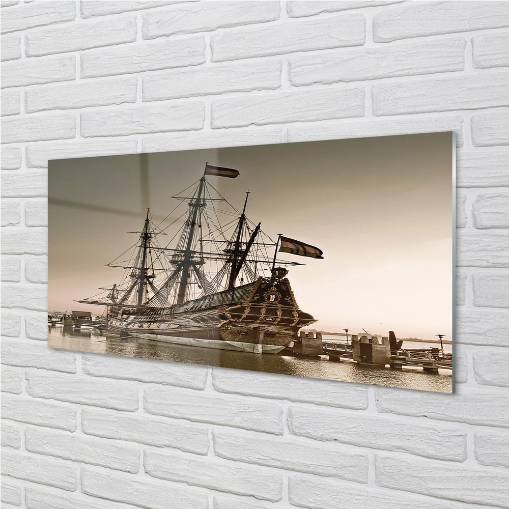 akrylový obraz Loď old sky sea 125x50 cm
