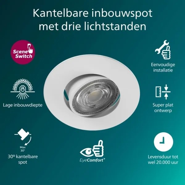 Philips - SADA 3x LED Stmív. podhledové svítidlo CILANTRO LED/5W/230V 2700K bílá