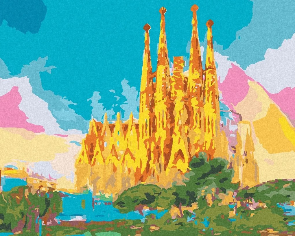 zuty zuty - malování podle čísel - duhová sagrada familia, 40x50 cm, plátno+rám