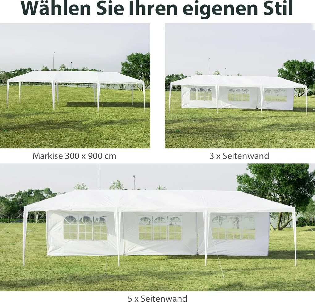 Costway Altánový stan zahradní altán s 5 odnímatelnými bočními stěnami – 3 × 9 m