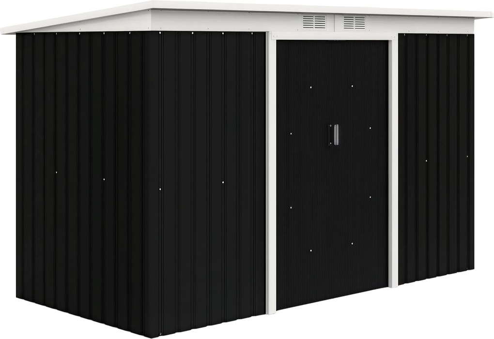 Outsunny Kovová Kůlna na Nářadí 6.3m³ 280x130x172cm S Klenutou Střechou, Posuvnými Dveřmi, Voděodolný Zahradní Dům, Skříň do Zahrady pro Zahradu a Dvů