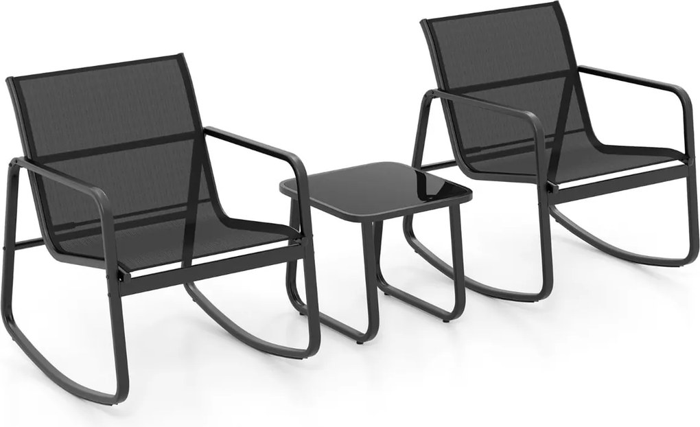 Costway 3-dílný. Garden furniture set s 2 chairs a table a gentle rocking