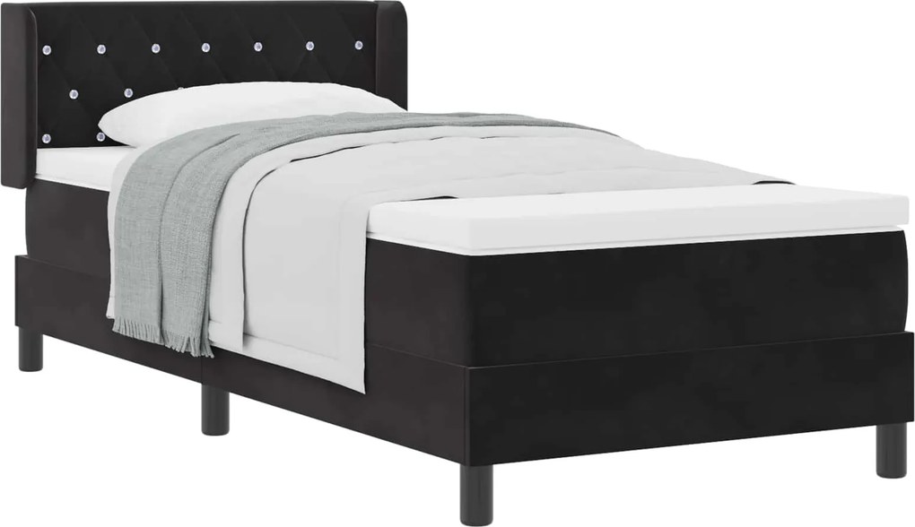 Postel s boxspringem s čelo Černý 190 x 90 cm samet 3341392