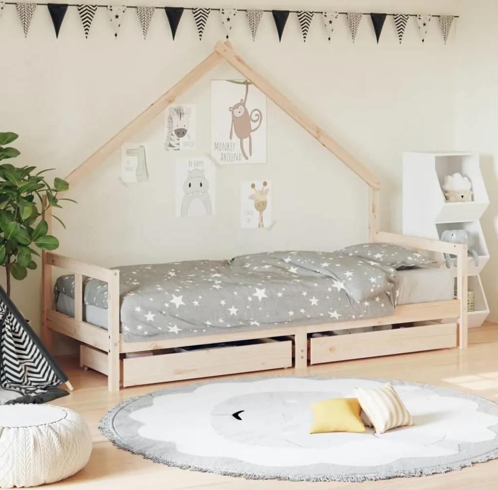 vidaXL Dětská postel se zásuvkami 80x200 cm masivní borové dřevo [834549] Barva: Černá