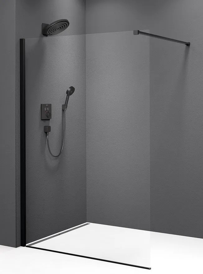 Polysan, MODULAR SHOWER ČERNÁ stěna k instalaci na zeď, jednodílná, 800 mm, MS1-80B