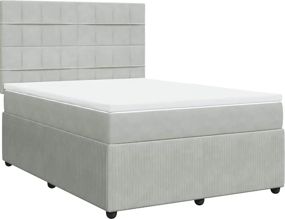 Box spring postel s matrací světle šedá 160x200 cm samet 3292382