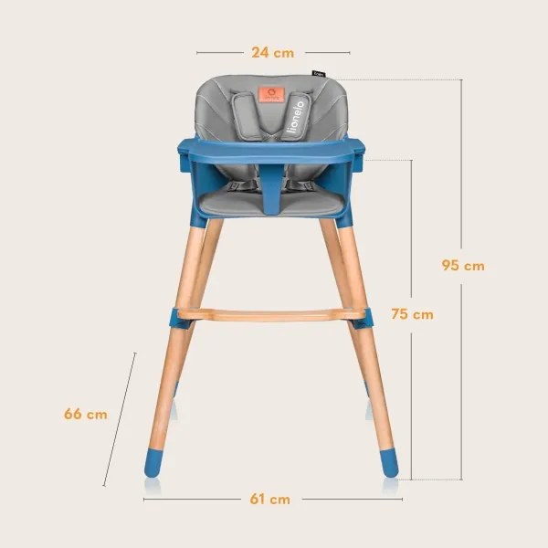 Lionelo - Dětská jídelní židle 2v1 KOEN Blue Sky