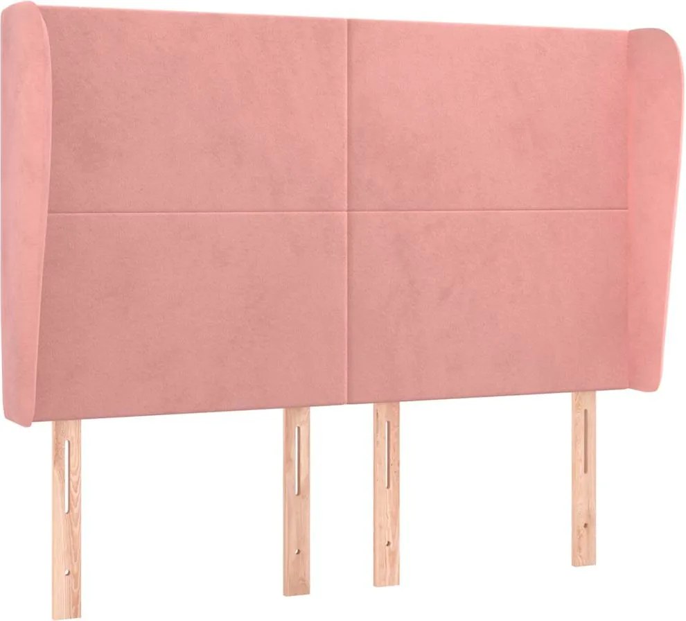 Čelo postele typu ušák růžové 147x23x118/128 cm samet 3117729