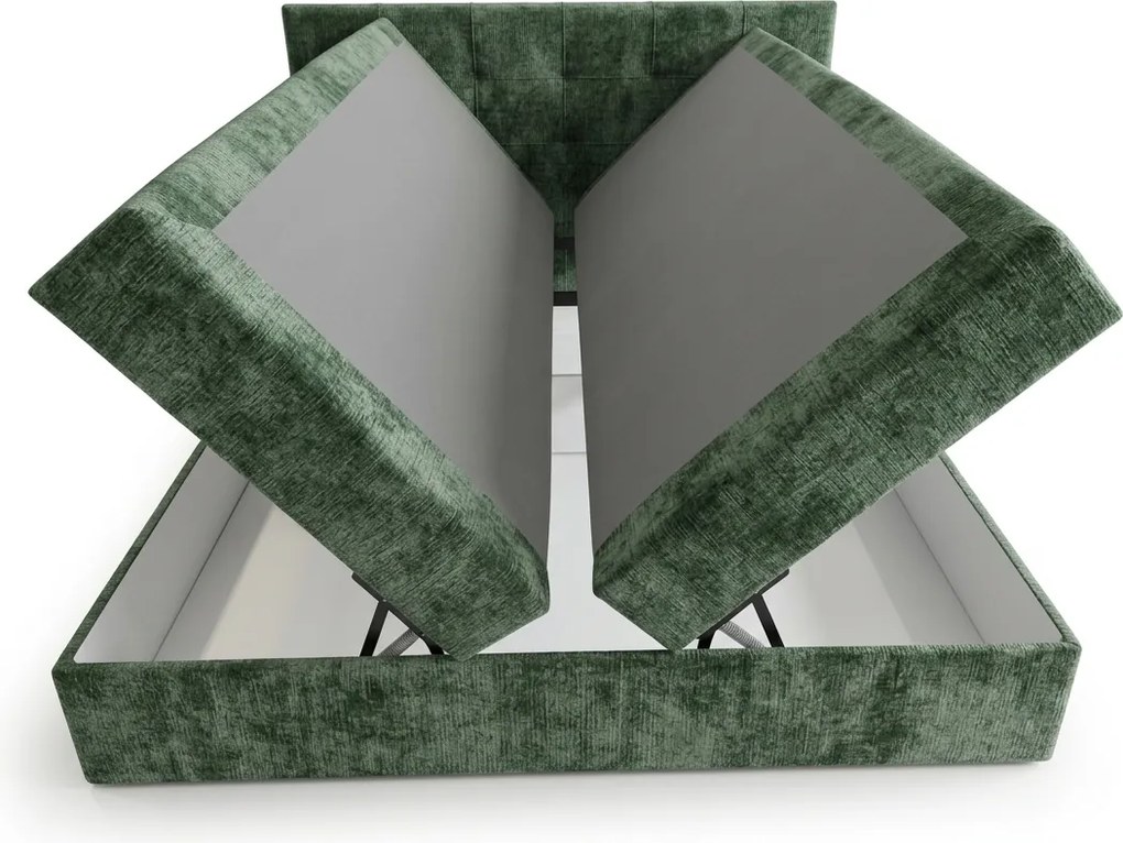 Čalouněná postel boxspring DIRELIS VIBE 160x200 cm tmavě zelená Matrace: Matrace Bonell pružinová