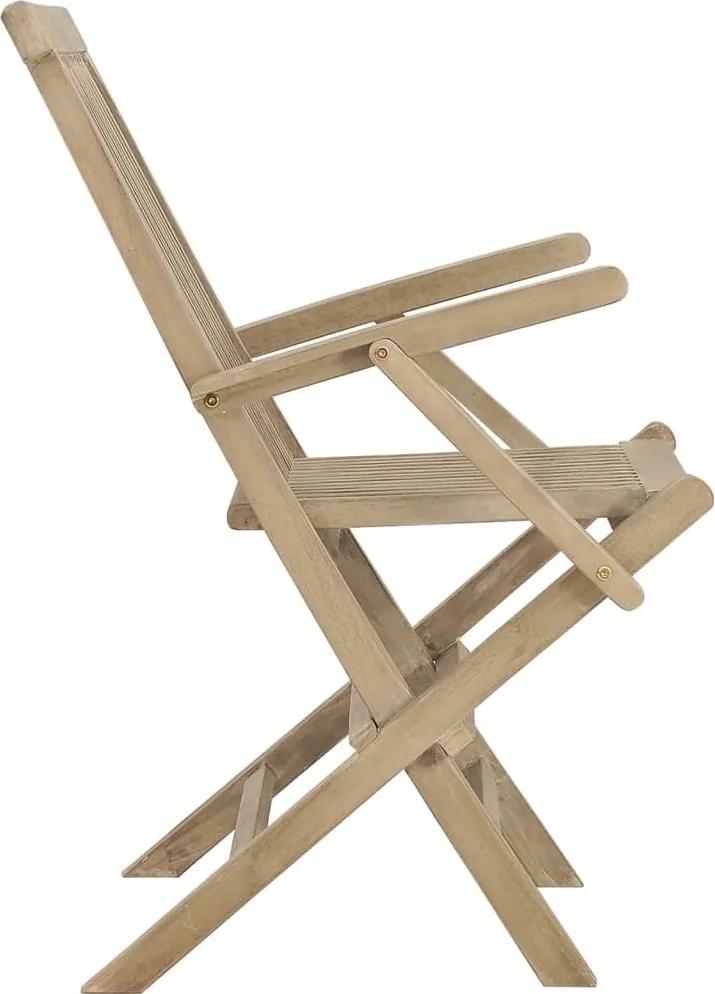 vidaXL Skládací zahradní židle 2 ks šedé 56 x 61 x 89 cm masivní teak [362764]