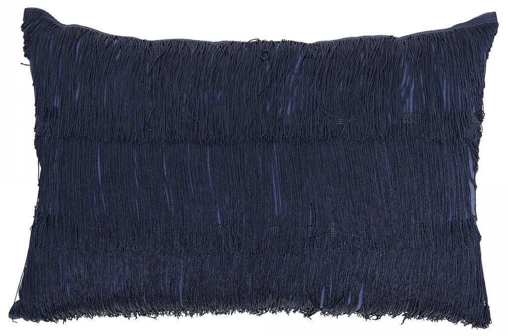 Bloomingville Polštář s třásněmi Blue 40x60 cm, modrá barva, textil