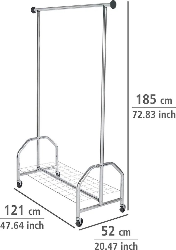 Kovový stojanový věšák na šaty PROFI CHROME, 180x120x50 cm, WENKO