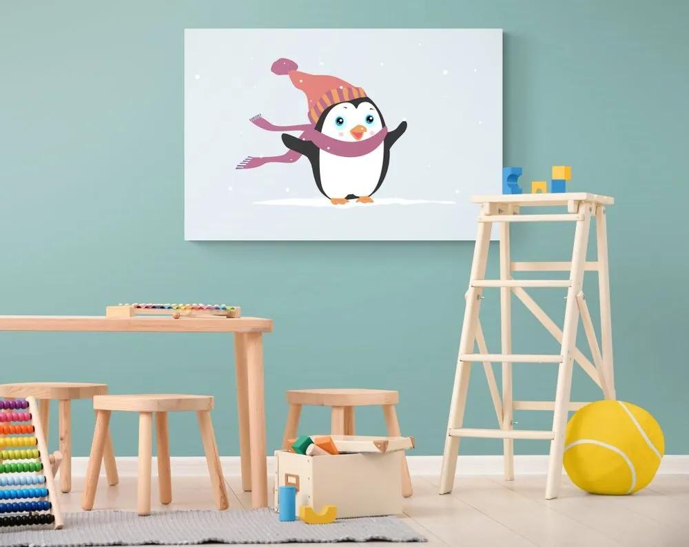 Obraz roztomilý tučňák s čepicí - 90x60 cm