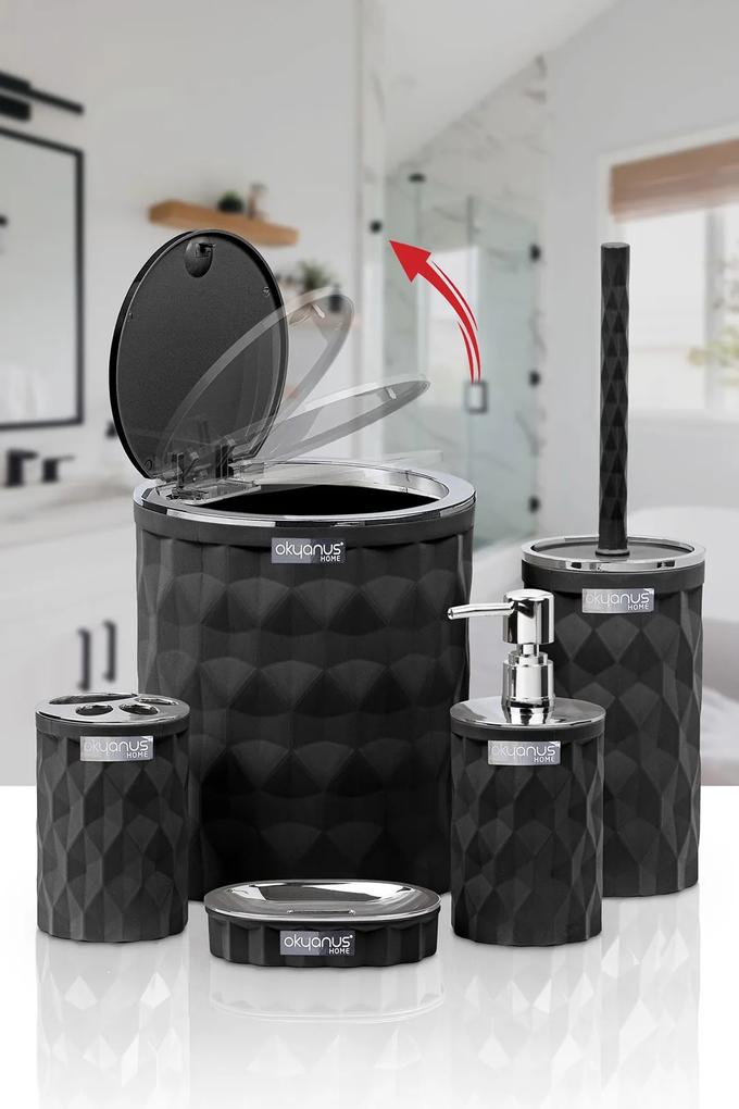 Koupelnová sestava Diamond černá/chrom Luxusní koupelnová sestava Diamond sestávající z 5 prvků, černá s chromovou úpravou