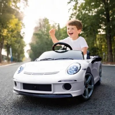 AIYAPLAY dětské auto 3-5 let s oficiální licencí RUF GT, dálkové ovládání, bezpečnostní pás a hudba, bílé